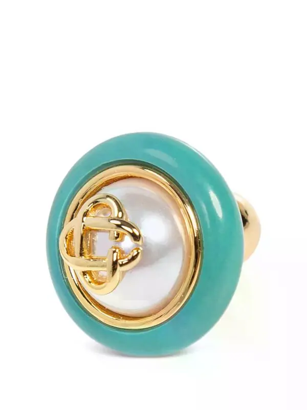 Casablanca Pearl Embellished Logo Earrings