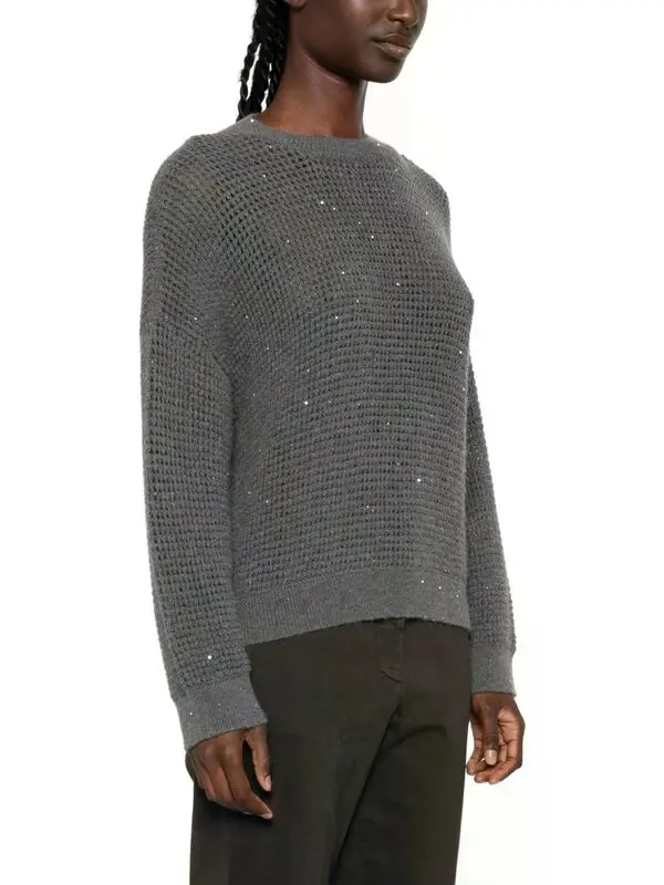Peserico Sequin-embellished Open-knit Sweater