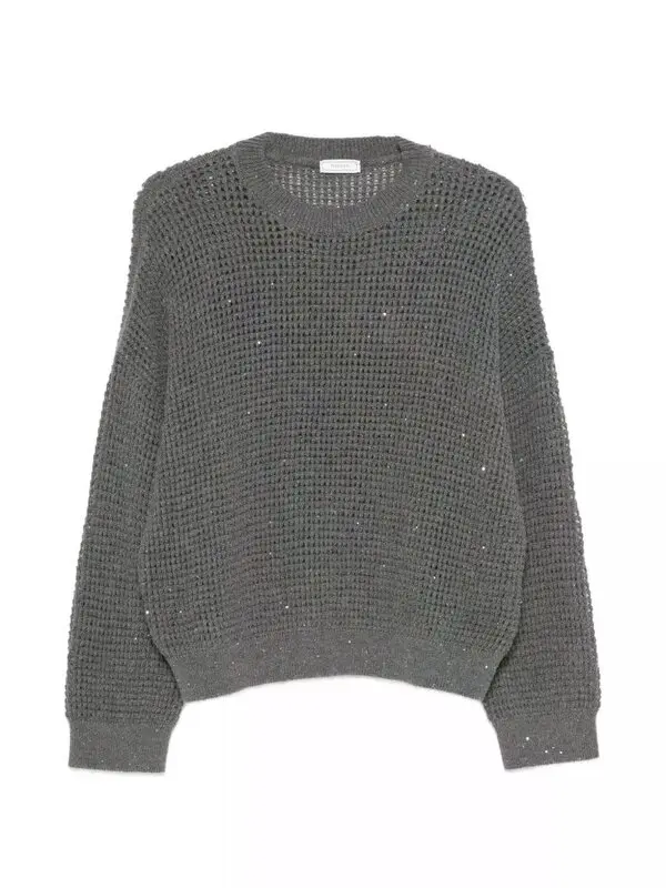 Peserico Open-knit Sequin Embellished Sweater - Grey