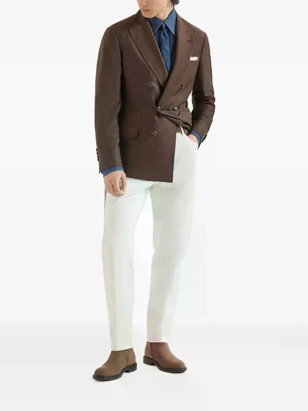 Brunello Cucinelli Lightweight Denim Shirt With Italian Collar And Chest Pocket - Blue