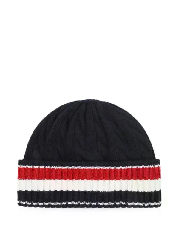 Thom Browne Cable-knit Stripe Beanie Hat