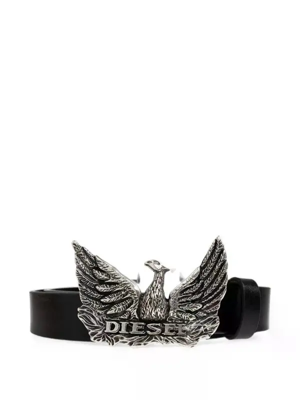 DIESEL® Logo B-phoenix Leather Belt - Black