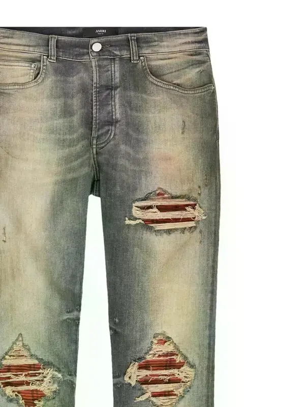Amiri Distressed Patchwork Jeans - Grey