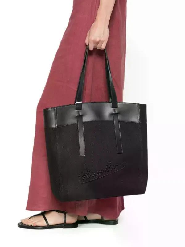 Borsalino Logo-embroidered Shoulder Bag - Black
