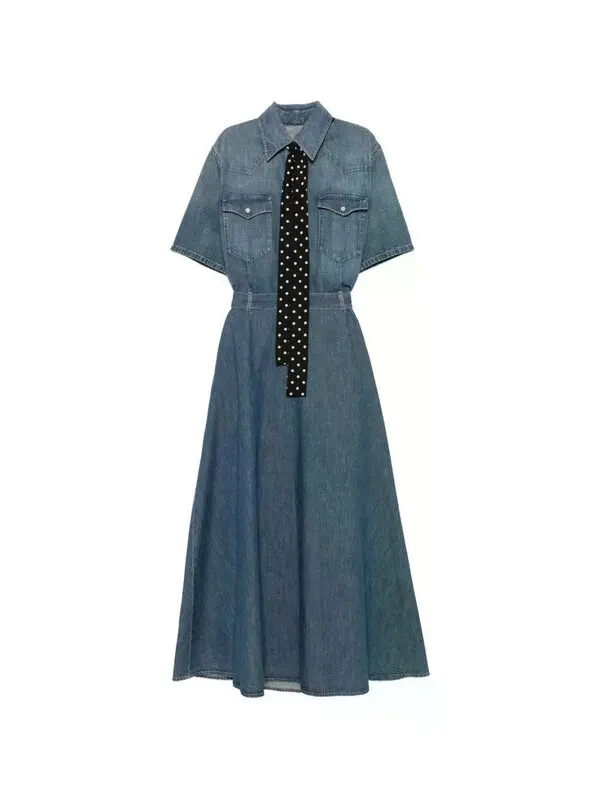Valentino Garavani Polka Dot Denim Dress - Blue