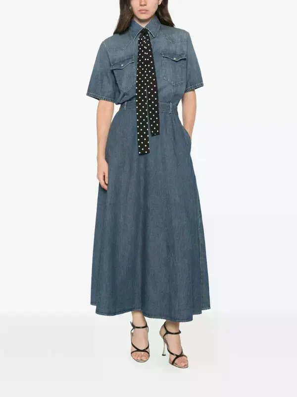 Valentino Garavani Polka Dot Denim Dress - Blue