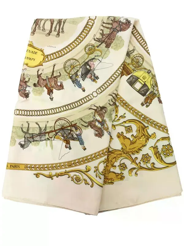 Hermès 20th Century La Promenade De Longchamps Silk Scarf 90 Scarves - Neutrals