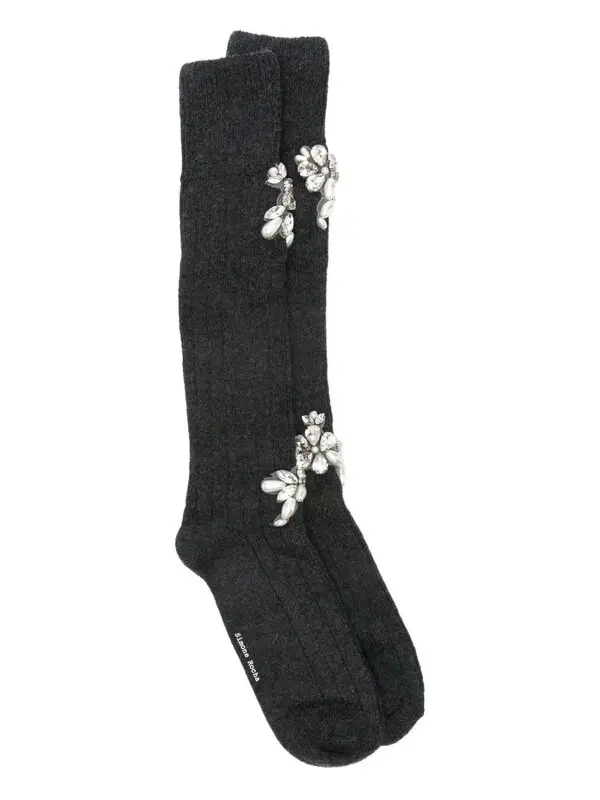Simone Rocha Embellished Rose Knee Socks
