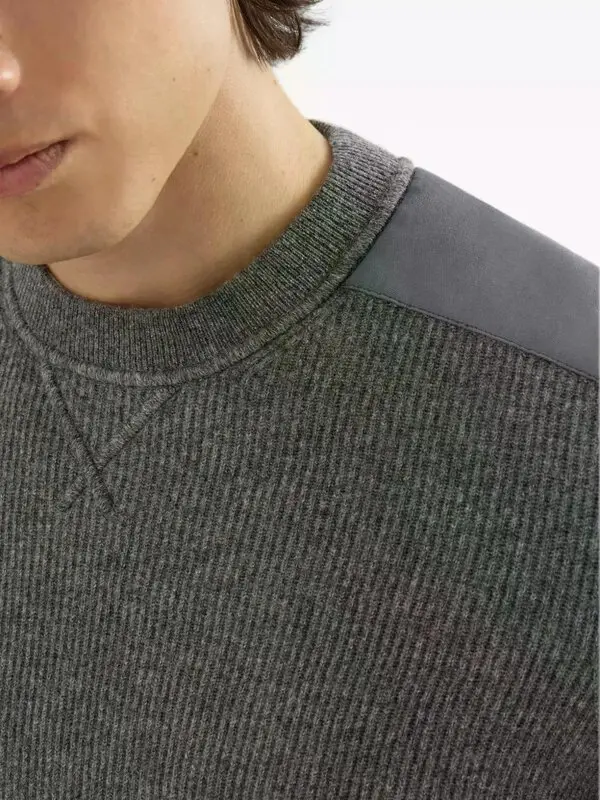 Brunello Cucinelli Cashmere Ribbed Sweater With Cotton Inserts