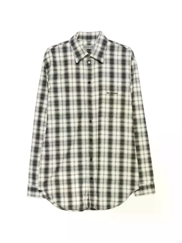 Balenciaga Check-pattern Logo-embroidered Shirt - Neutrals