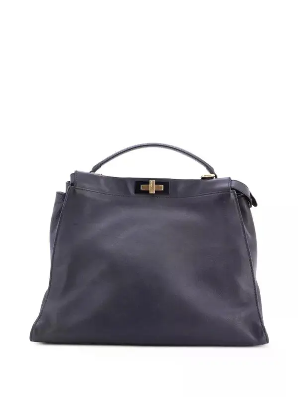 Fendi Peekaboo Rigid Leather Satchel - Black