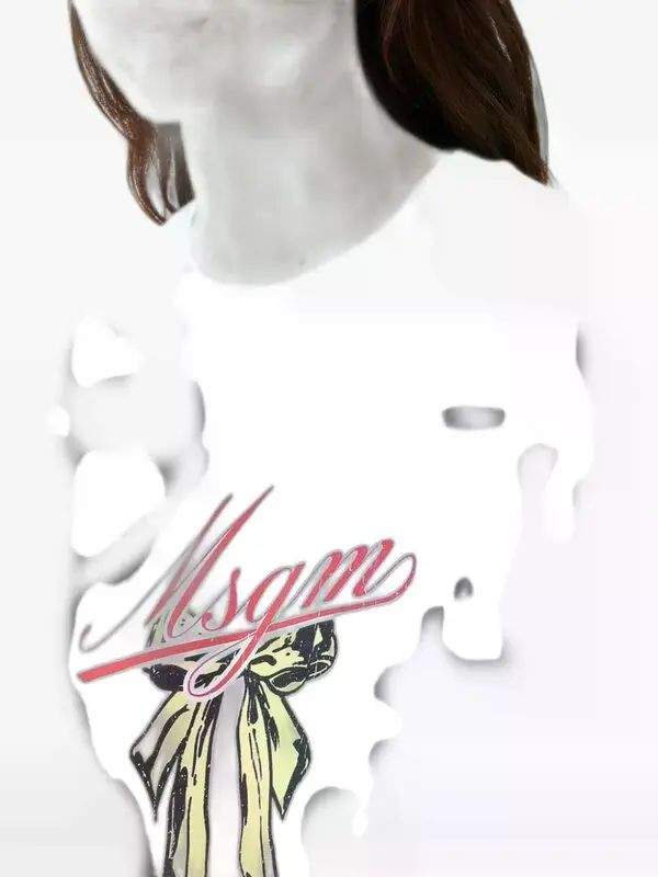MSGM Logo-print Bow-detail T-shirt