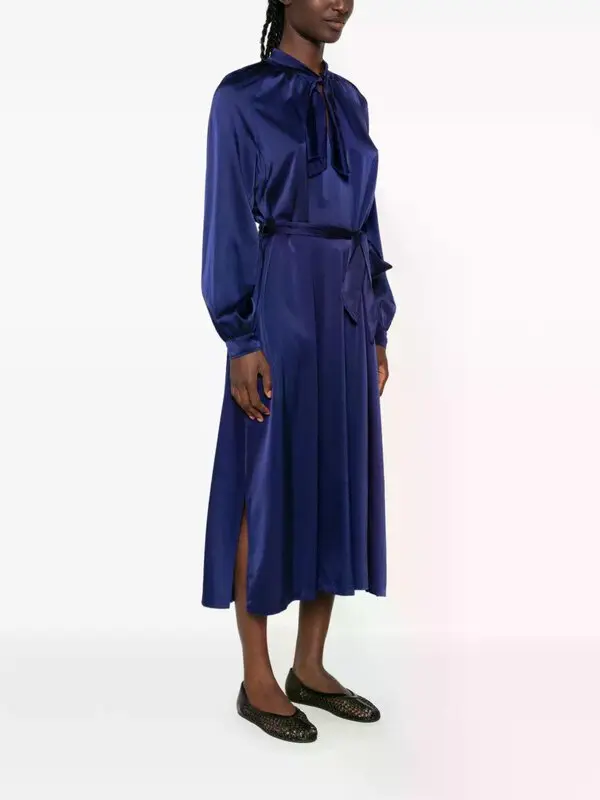 FORTE_FORTE Tie-neck Belted Midi Dress