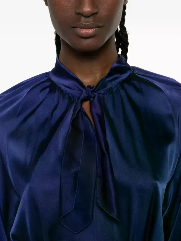 FORTE_FORTE Tie-neck Belted Midi Dress