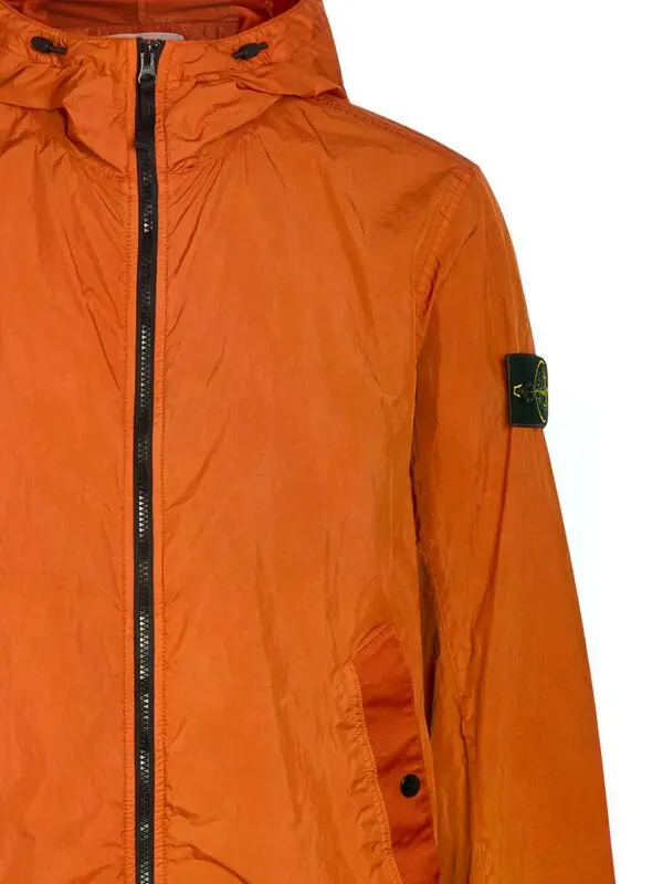 Stone Island Logo Patch Hooded Jacket - Orange