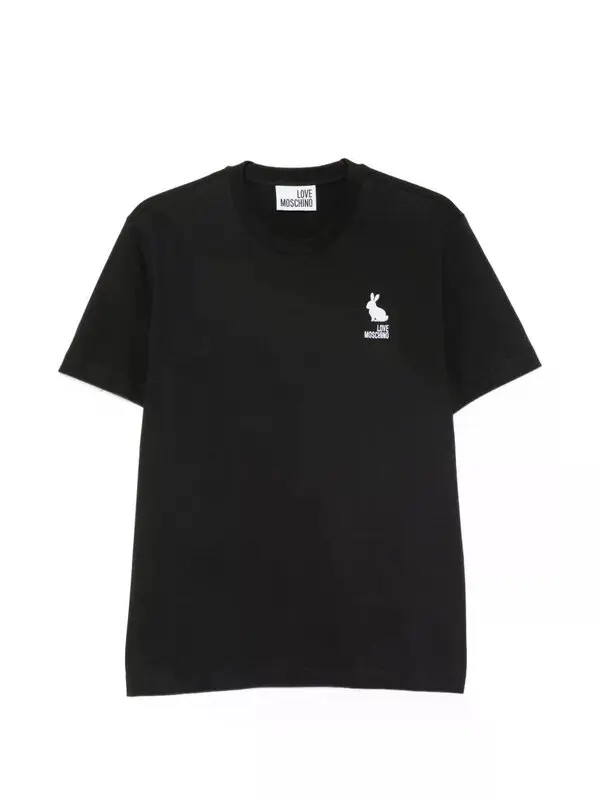 Moschino Embroidered-logo Short-sleeve T-shirt - Black