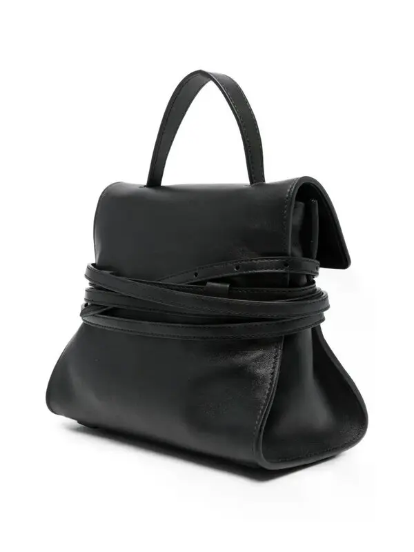 Moschino Leather Tote Bag With Buckle Detail - Black