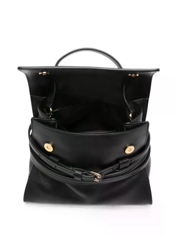 Moschino Leather Tote Bag With Buckle Detail - Black