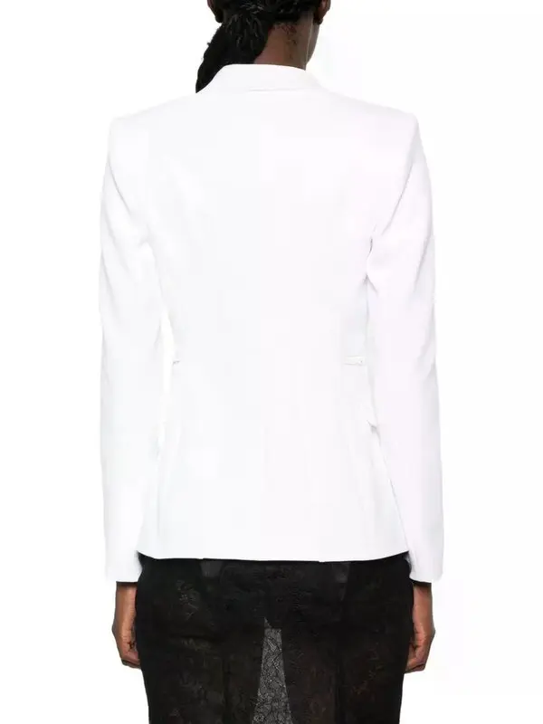 Elisabetta Franchi Notched Lapel Single-breasted Blazer - White