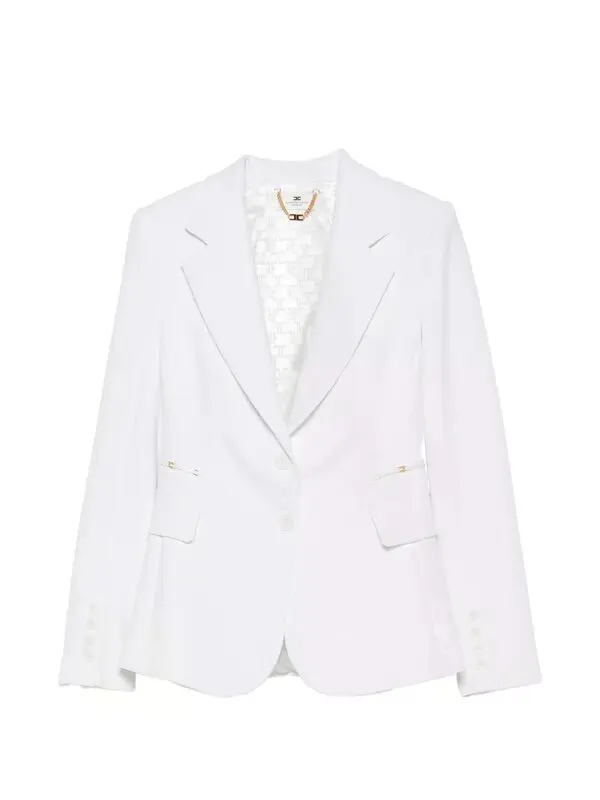 Elisabetta Franchi Notched Lapel Single-breasted Blazer - White