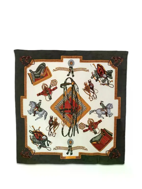 Vintage Equestrian-print Scarf - Neutrals