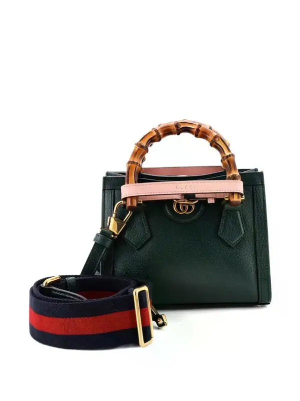 Gucci Diana Mini Bamboo Handle Tote Crossbody Bag - Green