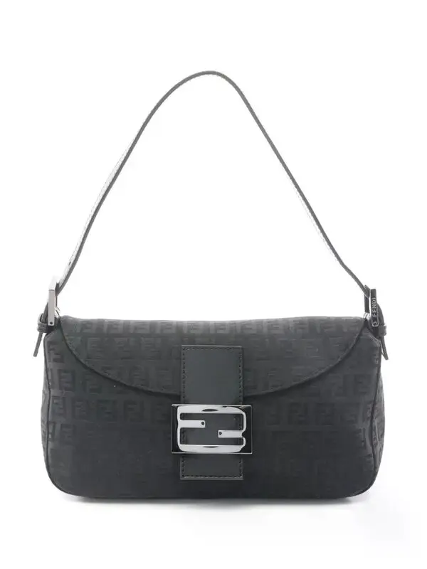 Fendi 2000-2010 Zucchino Canvas Double Flap Shoulder Bag