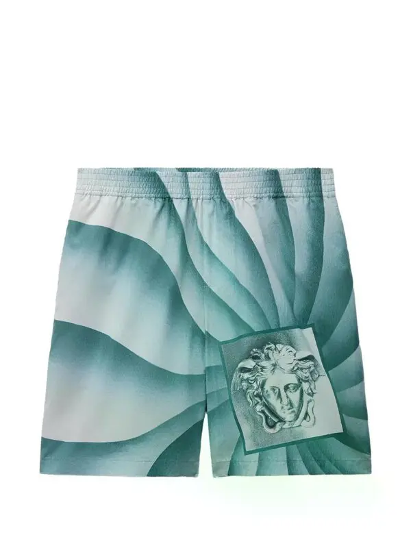 Versace Medusa Print Elasticated Waist Shorts - Blue