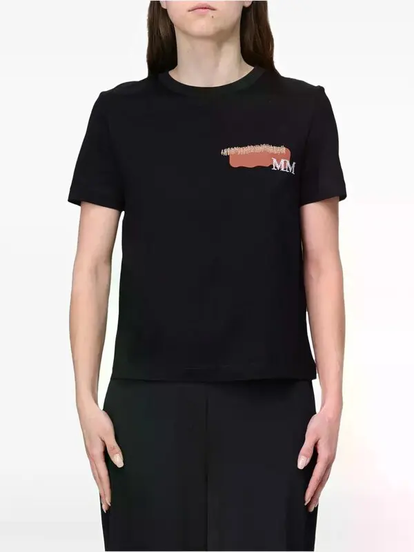 Max Mara Logo Print Cotton T-shirt - Black