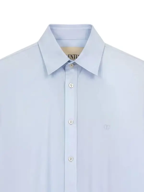 Valentino Garavani Embroidered-logo Long-sleeve Shirt - Blue