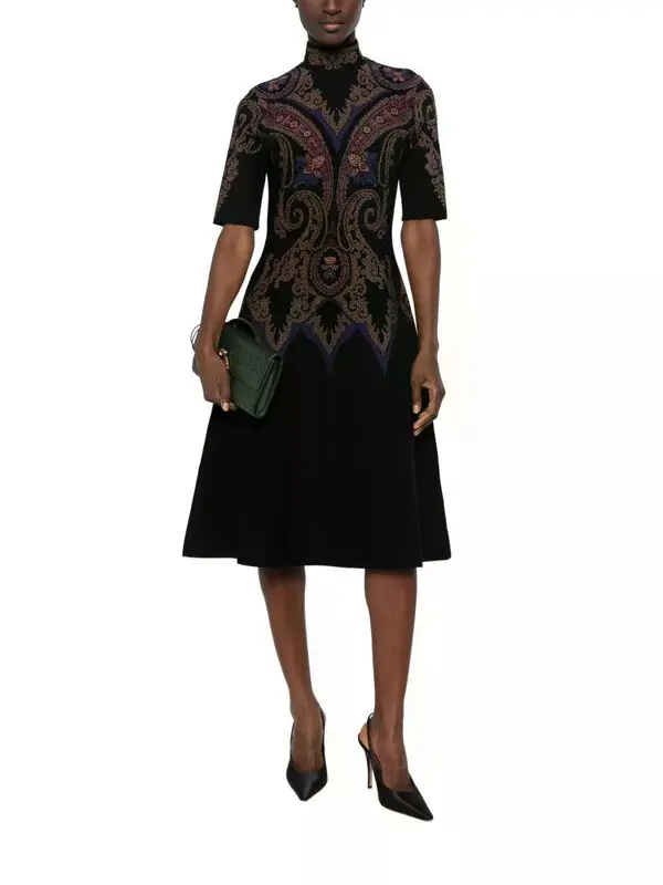 Etro Paisley-pattern Mock-neck Midi Dress