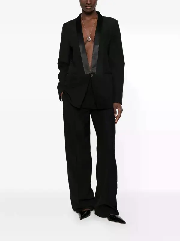 FORTE_FORTE Satin-trim Tailored Trousers - Black