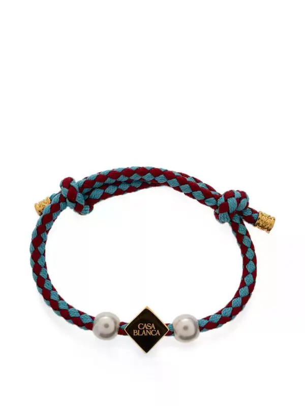 Casablanca Pearl-embellished Braided Bracelet