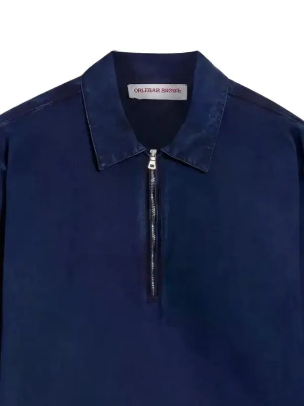 Orlebar Brown Oglio Zip-up Denim Polo Shirt - Blue
