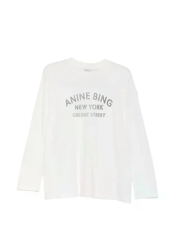 ANINE BING Logo-print Long-sleeve T-shirt - White