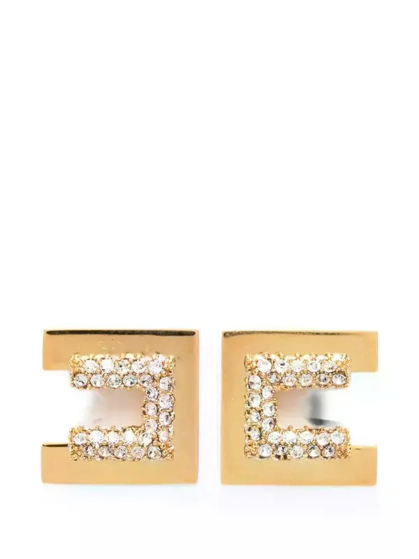 Elisabetta Franchi Crystal-embellished Logo-plaque Earrings