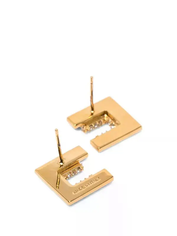 Elisabetta Franchi Tone Crystal-embellished Logo Plaque Earrings