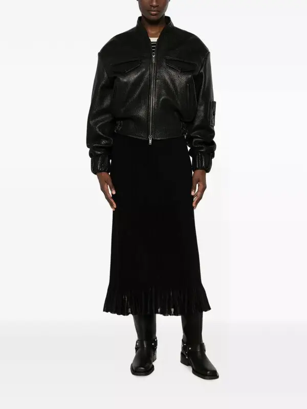 Maje Pleated Ruffled Mid Skirt