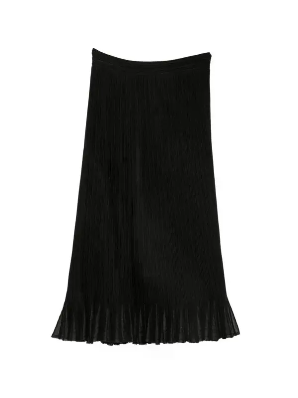 Maje Pleated Ruffled Midi Skirt - Black