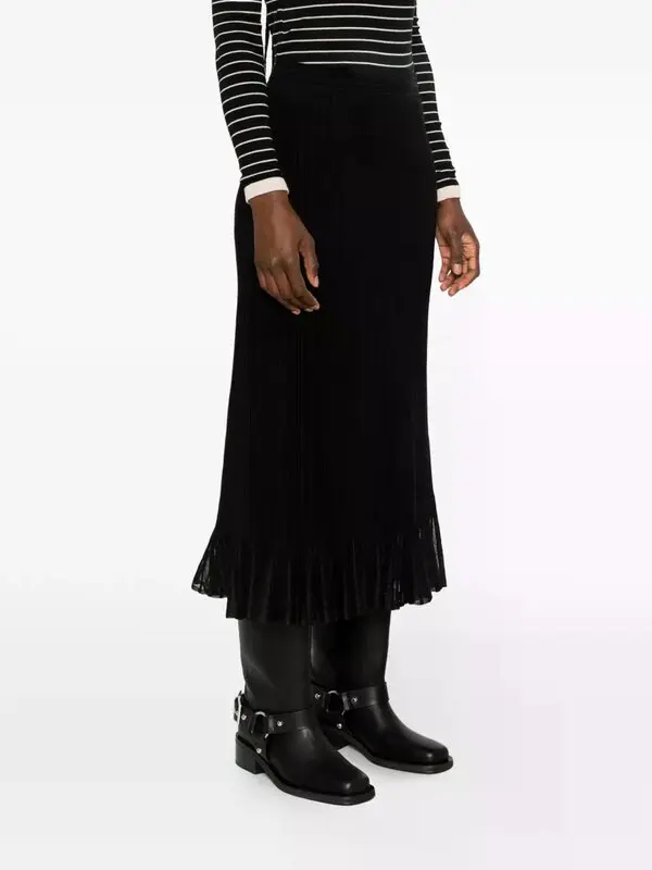 Maje Pleated Ruffled Midi Skirt