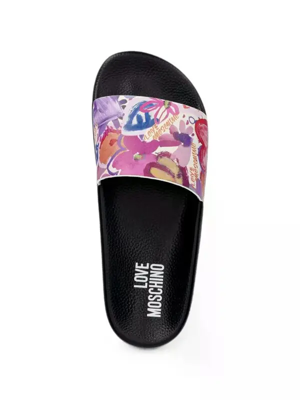 Moschino Floral-print Logo-print Slides