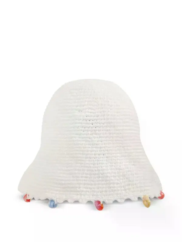 Casablanca Crocheted Logo Bucket Hat - White