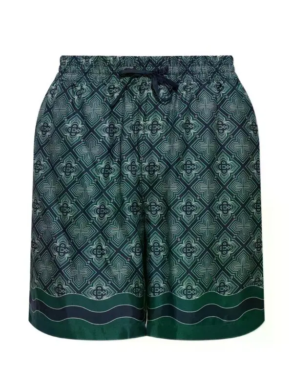 Casablanca Radiating Monogram Silk Deck Shorts - Blue