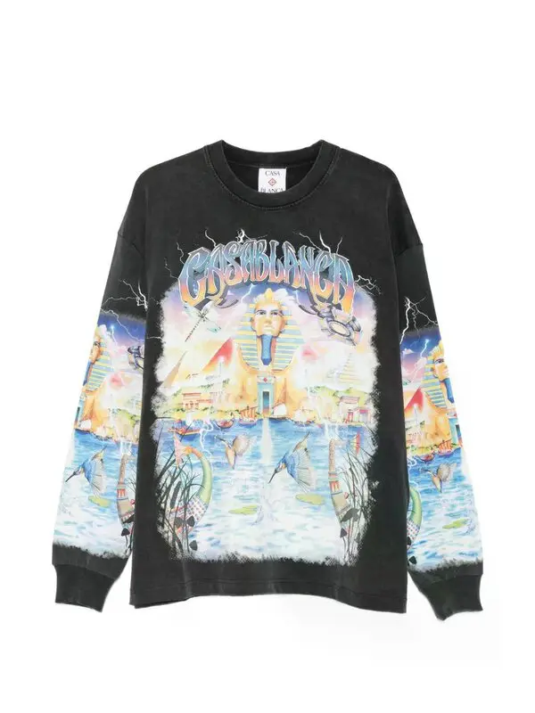 Casablanca Long Sleeve Graphic Print Top