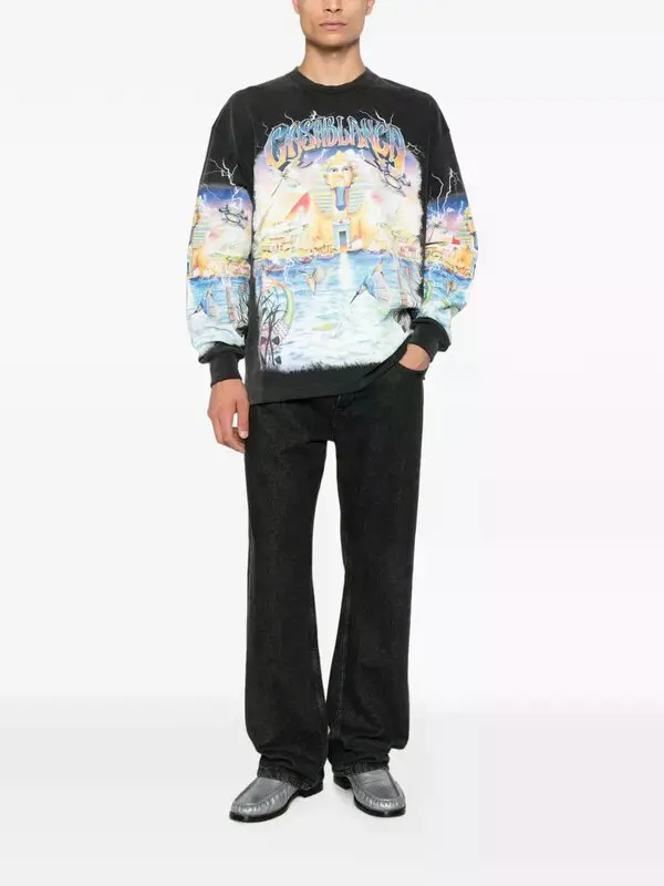 Casablanca Long Sleeve Graphic Print Top