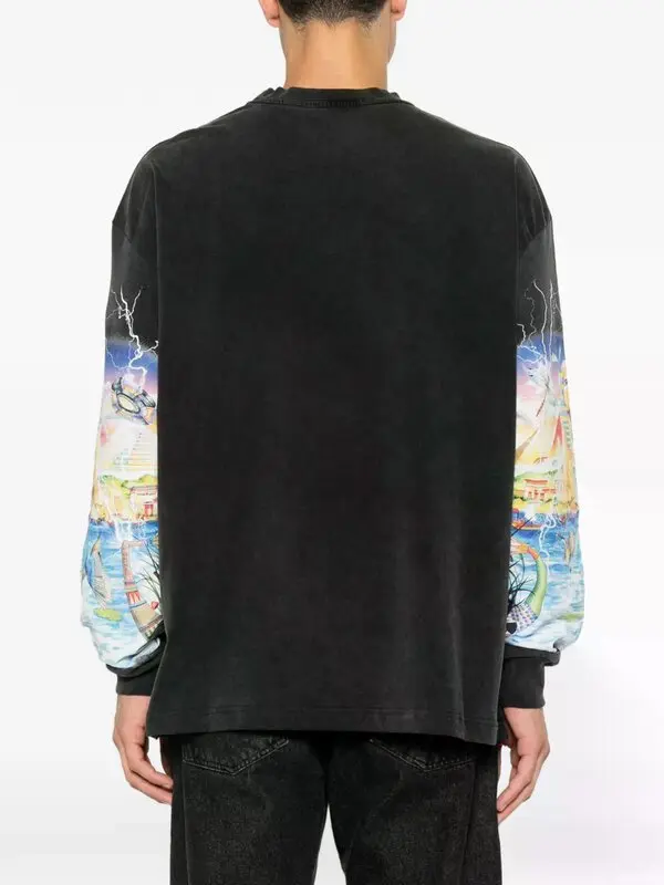 Casablanca Long Sleeve Graphic Print Top