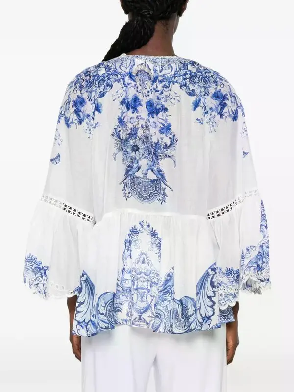 Camilla Silk Floral Print V-neck Blouse