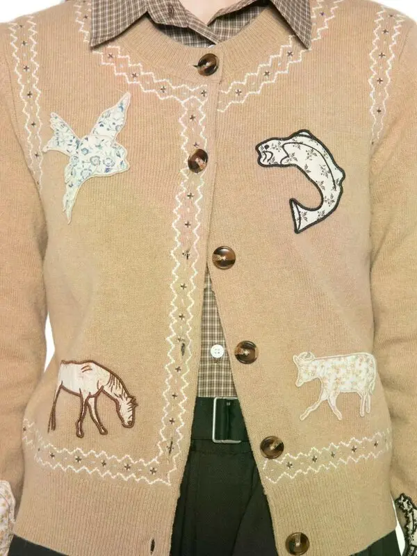 Sea Winslow Animal-patch Cardigan - Neutrals