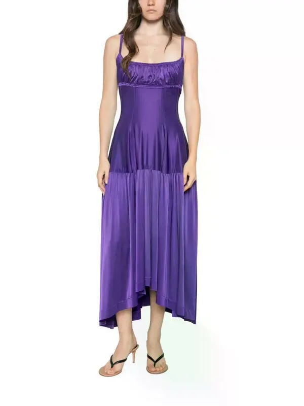 Rabanne Ruched-bodice Asymmetric Dress - Purple