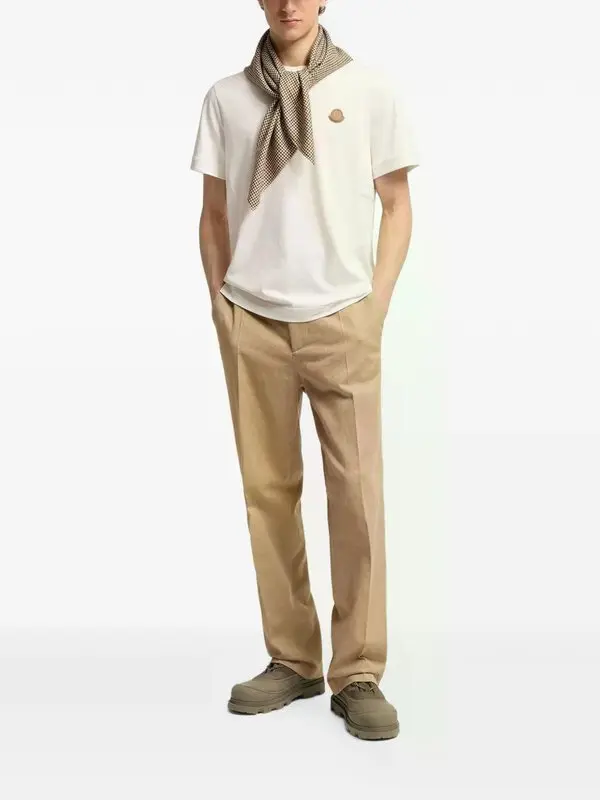 Moncler Double Leather Logo Cotton T-shirt - White